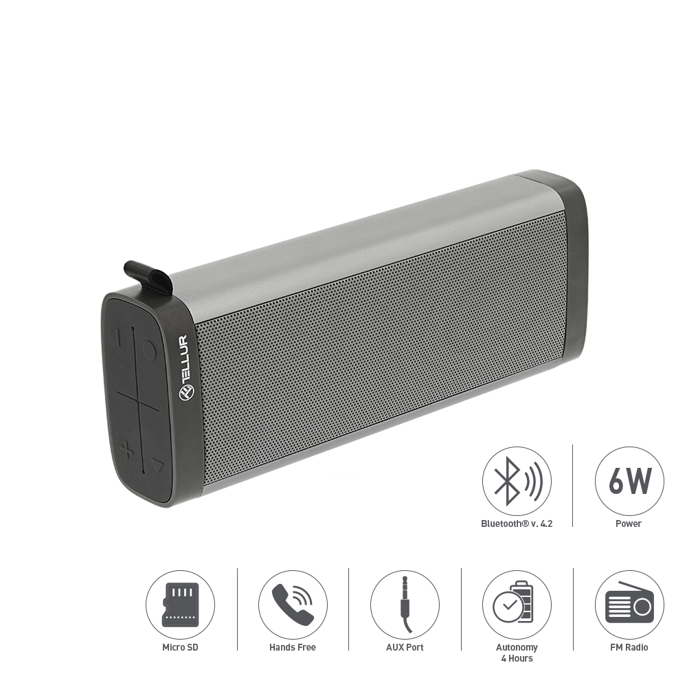 Boxa portabila Bluetooth Tellur Selene 6W, Gri - Pret avantajos - Ideall.ro