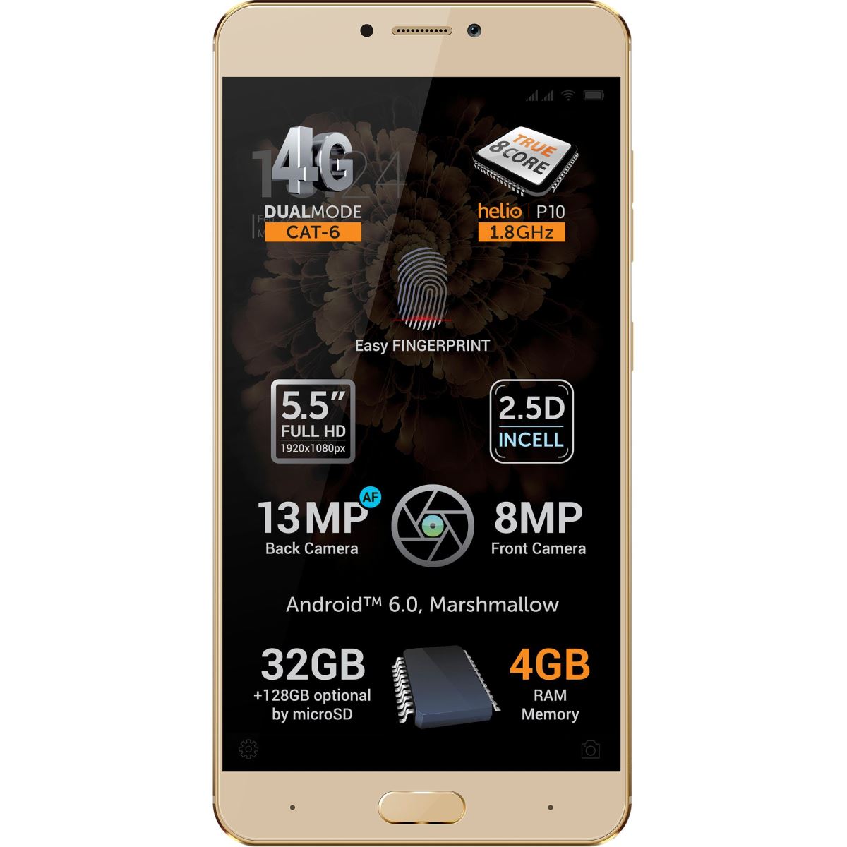 Telefon mobil Allview X3 Soul Plus Dual SIM, Gold, RAM 4GB, Stocare ...